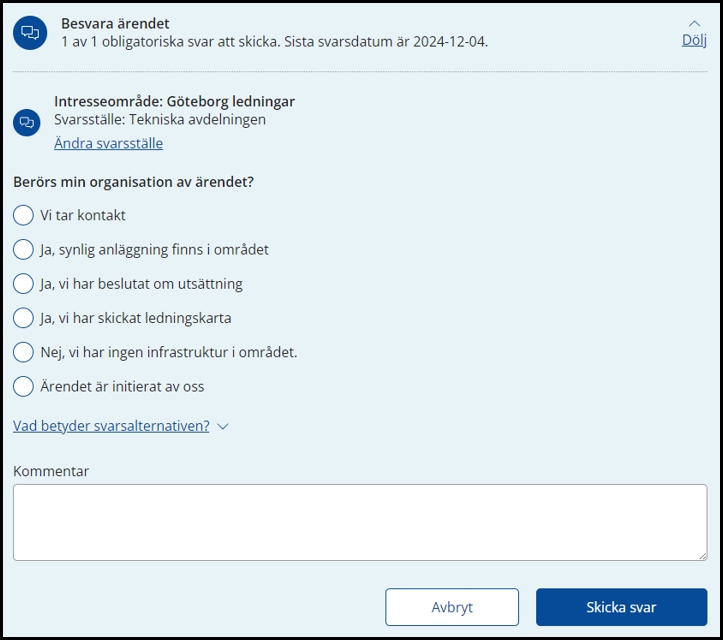 Hantera ärende som ledningsägare - Ledningskollen